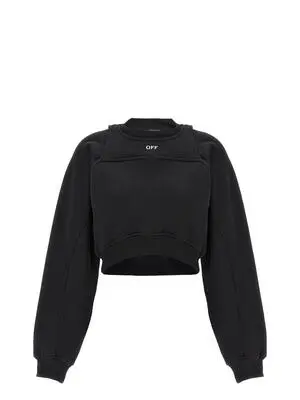 Off-White Logo Embroidered Cropped Sweatshirt - White/black