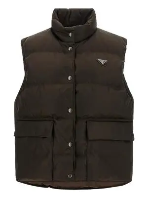 Prada PRADA Re-Nylon Padded Vest Brown