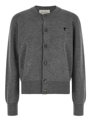 AMI Paris De Coeur Cardigan - Gray