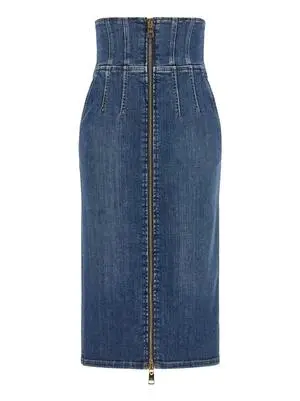 ELISABETTA FRANCHI ELISABETTA FRANCHI High-Waisted Midi Denim Skirt