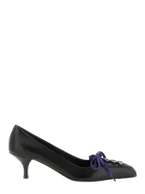 Prada Leather Pumps With Laces Black