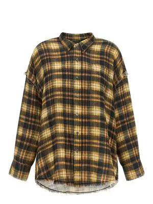 R13 Raw Cut Hem Plaid Shirt