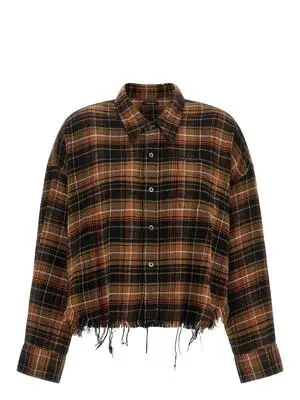 R13 R13 Raw Cut Cropped Shirt Brown