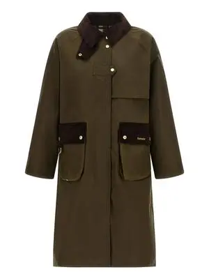 Barbour Kirklees Long Waxed Cotton Jacket - Green