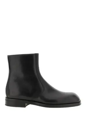 LEMAIRE Smooth Leather Ankle Boots - Black