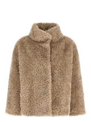Herno Curled Shearling Effect Coat - Beige