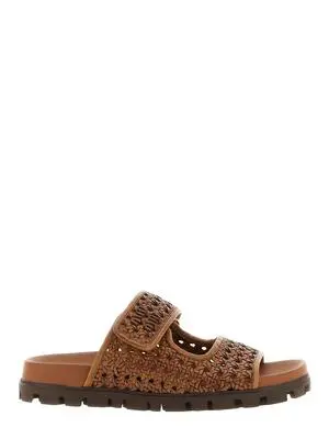Miu Miu Braided Leather Sandals - Brown