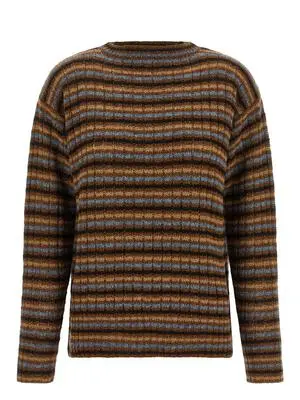 Prada Striped Virgin Wool Sweater - Brown