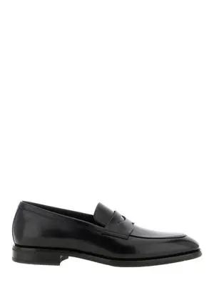 Santoni Gregor Leather Loafers - Black