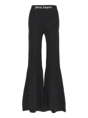 Palm Angels Logo Tape Lurex Knit Pants - Black