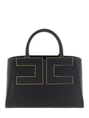 Elisabetta Franchi Maxi Logo Shopping Bag - Black