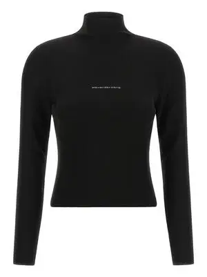 Alexander Wang Ribbed Logo Turtleneck Sweater - Black