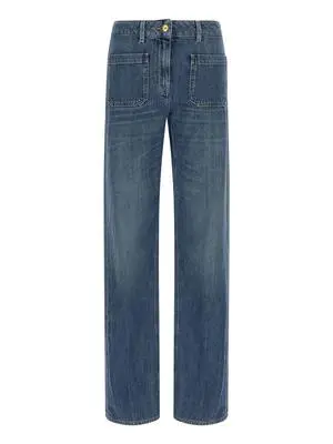 Elisabetta Franchi Logo Embroidery Straight-leg Denim - Blue