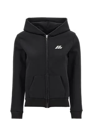 Balenciaga Logo Print Zip-up Hoodie - Black