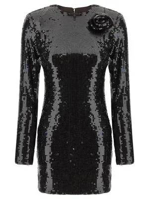 ROTATE BY BIRGER CHRISTENSEN Sequin Dress With Flower - Brown