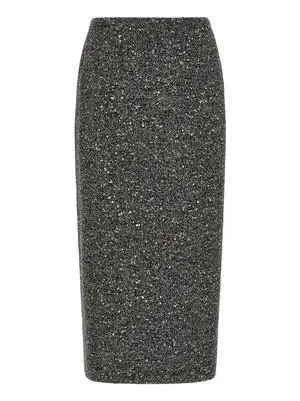 Valentino Garavani Chevron Bouclé Pencil Skirt - White/black