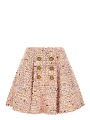 Balmain Tweed Skater Skirt - Pink