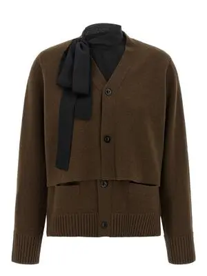 Sacai Cut-out Cardigan - Brown