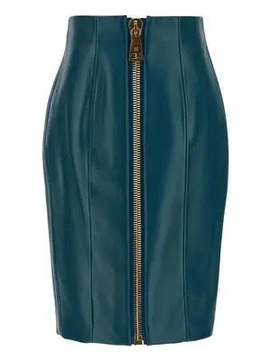 BALMAIN BALMAIN Leather Zip Midi Skirt