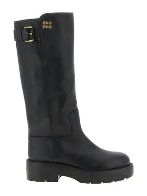 MIU MIU MIU MIU Buckled Leather Boots