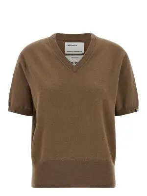 Extreme Cashmere N°490 Martina Short-sleeved V-neck Sweater - Brown