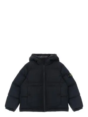 Stone Island Down Jacket With Hood - Black