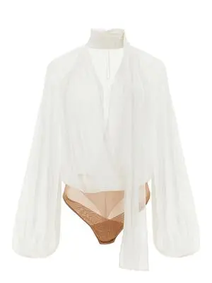 ELISABETTA FRANCHI ELISABETTA FRANCHI Crêponne Bodysuit Shirt
