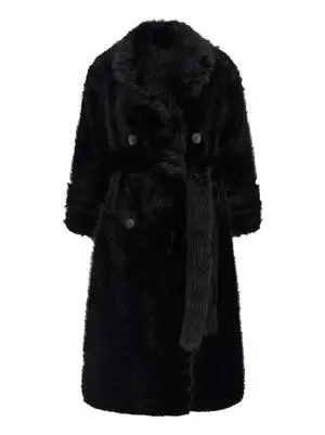 BBCOUTURE Jackie Eco-faux Fur Trench Coat - Black