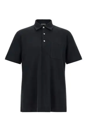Zegna Polo Shirt With Pocket - Blue