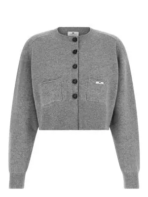 Elisabetta Franchi ELISABETTA FRANCHI Cashmere Blend Cropped Cardigan Gray