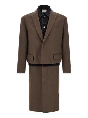 SACAI SACAI Wool Flannel And Denim Coat