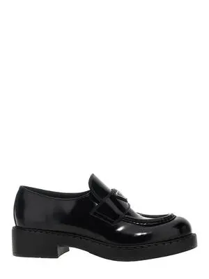 PRADA PRADA Brushed Leather Chocolate Loafers