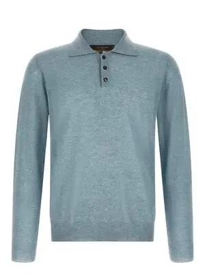 ZANONE Knitted Polo Shirt Light Blue