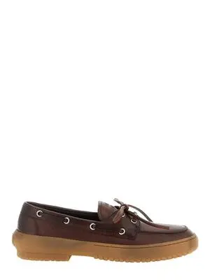 MIU MIU MIU MIU Leather Deck Loafers