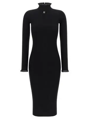 Elisabetta Franchi Ribbed Knit Dress - Black