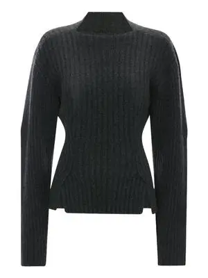 Victoria Beckham VICTORIA BECKHAM Ribbed Knit Sweater Gray