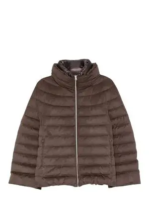 Herno Suede Short Puff Coat - Brown