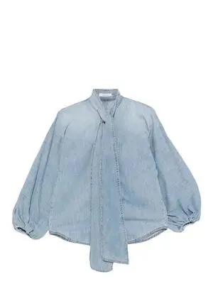 Zimmermann Indra Tie Neck Blouse - Denim