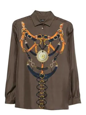 Etro ETRO Printed Silk Shirt Beige