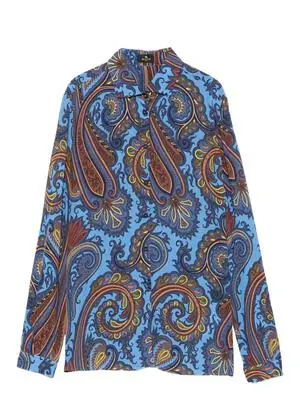 Etro ETRO Printed Silk Shirt Light Blue