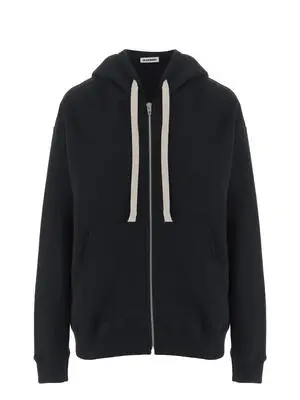 JIL SANDER Cotton Hooded Sweatshirt - Blue