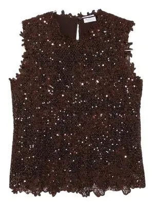 Brunello Cucinelli Brunello Cucinelli Embroidered Sequin Top Brown