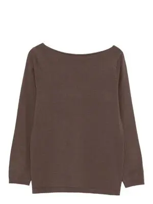 Alpha Studio Boat Neck Sweater - Brown