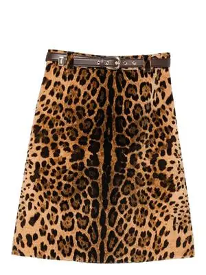 Max Mara Falange Animalier Print Skirt - Brown