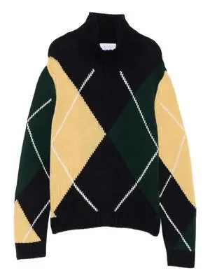 BE YOU Diamond Patterned Crew Neck Sweater - Blue