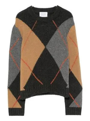 BE YOU Diamond Patterned Crew Neck Sweater - Gray