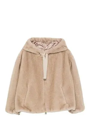 Herno Herno Faux Fur Bomber Jacket Beige