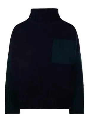 BE YOU Two Tone Cashmere Sweater - Blue