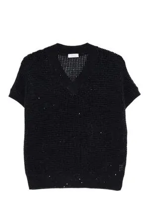Peserico Peserico Embroidered Sequin Sweater Blue