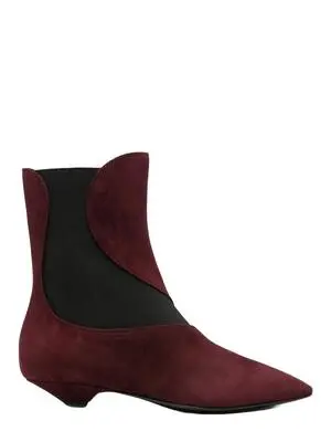 SERGIO ROSSI Suede Ankle Bootie - Bordeaux